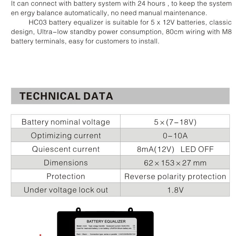 Angui Hc03 60v Battery Equalizer - 5 X 12v Batteries Li-ion Lead Acid ...
