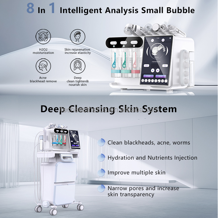 8in1 Hydrogen & Oxygen Small Bubble Face Cleaning Scrubber Ultrasonic ...