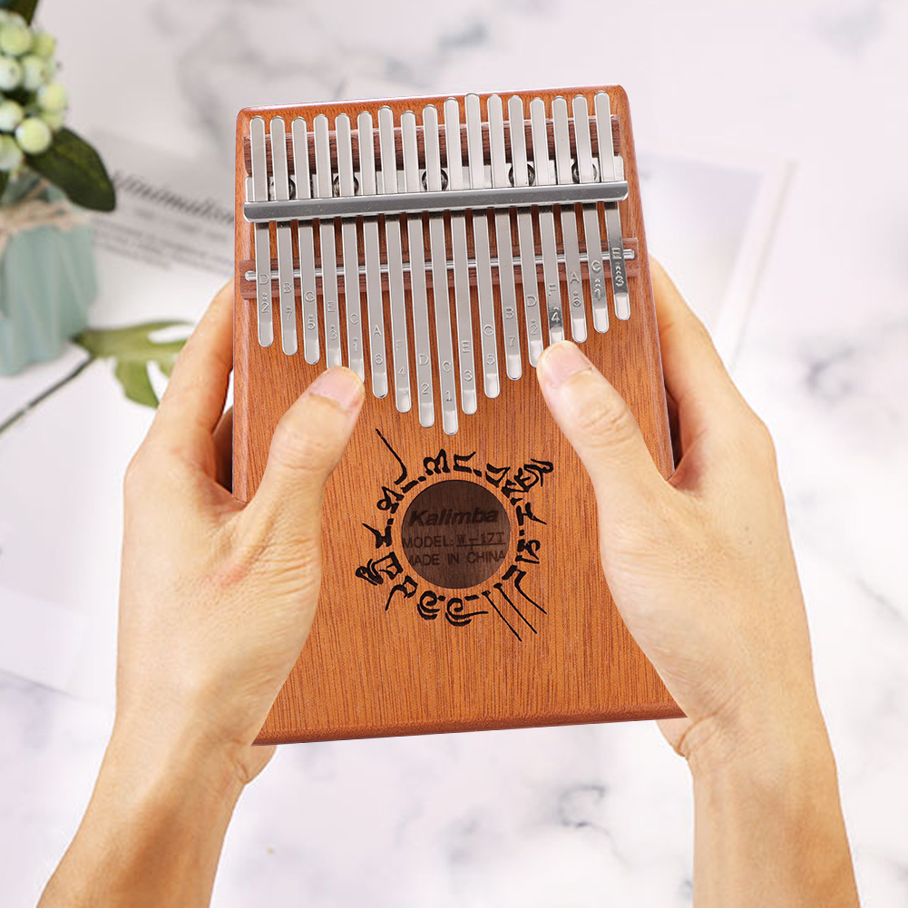 Thumb Finger Piano African Sanza Mbira 17-key Mahogany Wood Kalimba ...