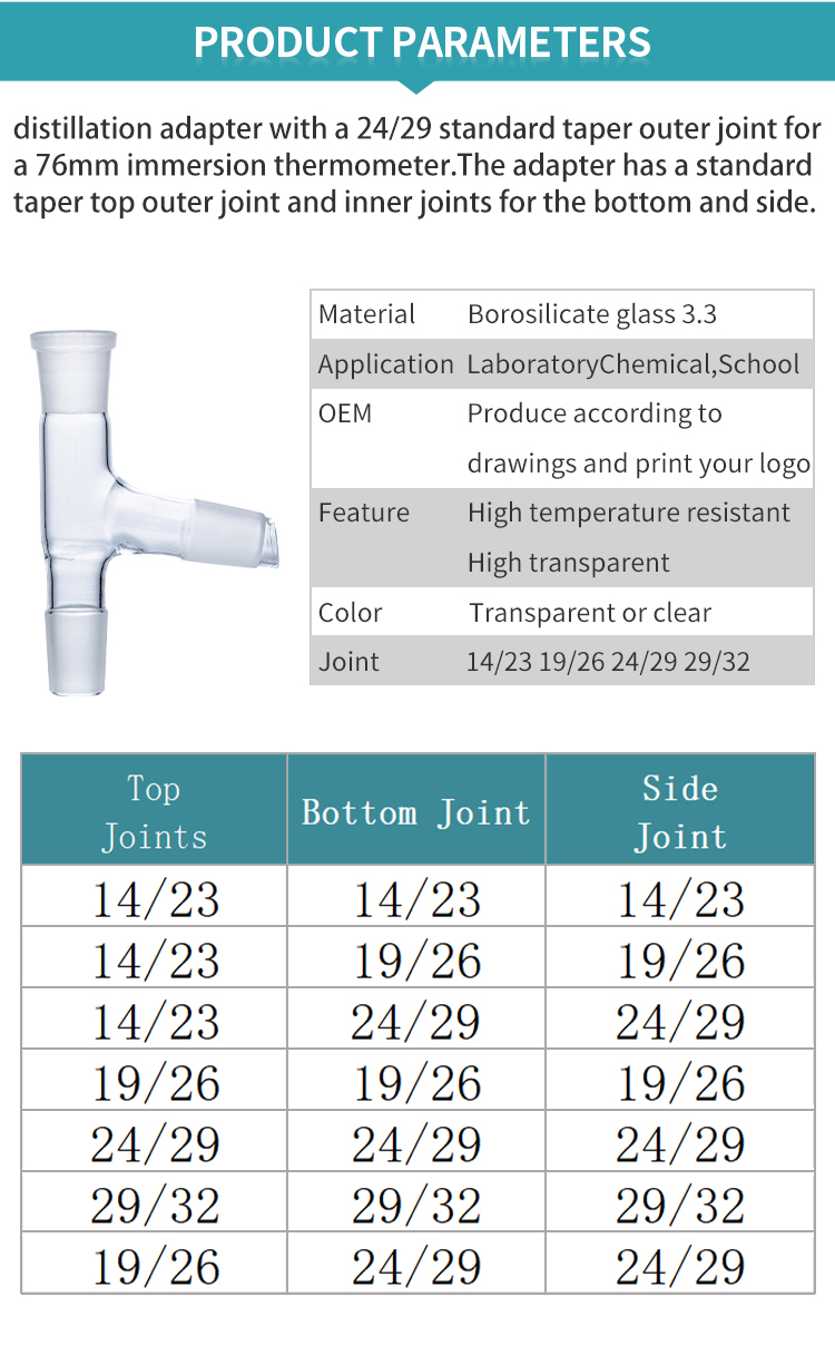 High Temperature Glass Distillation Head Adapter - 75°c To 105°c, 24/40 ...
