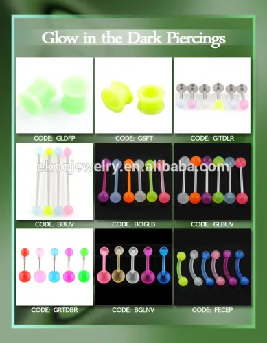 Bio Plastic Glow In The Dark Body Piercing Jewelry, High Quality Bio ...