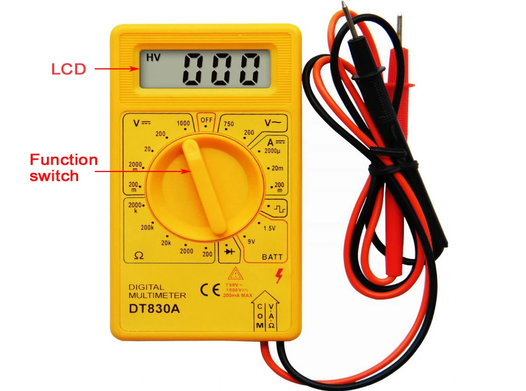Dt830a Digital Multimeter With Square Wave Output And Battery Tester ...