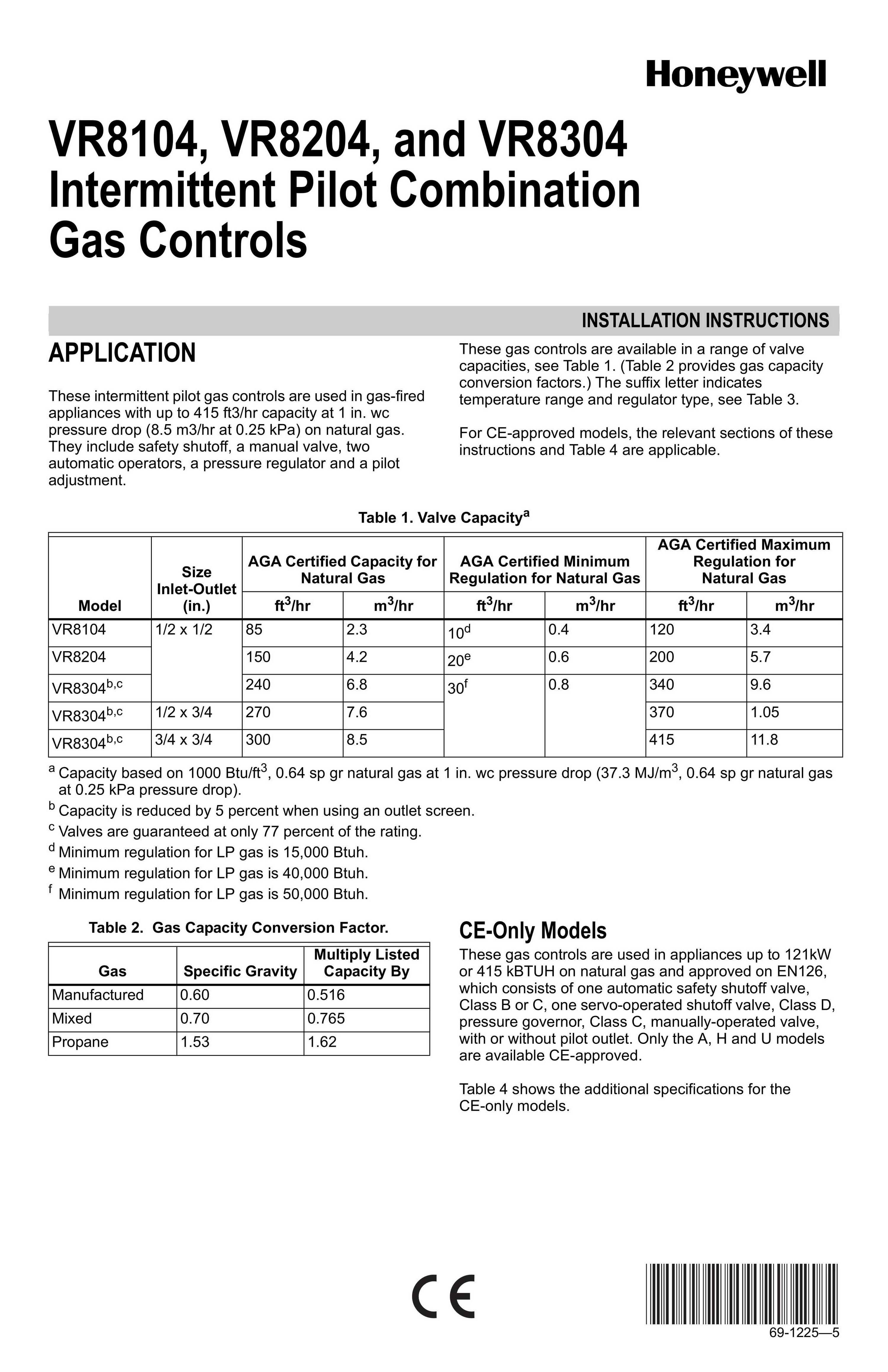 Resideo Continuous Pilot Combination Gas Controls Vr8200a2132, High ...