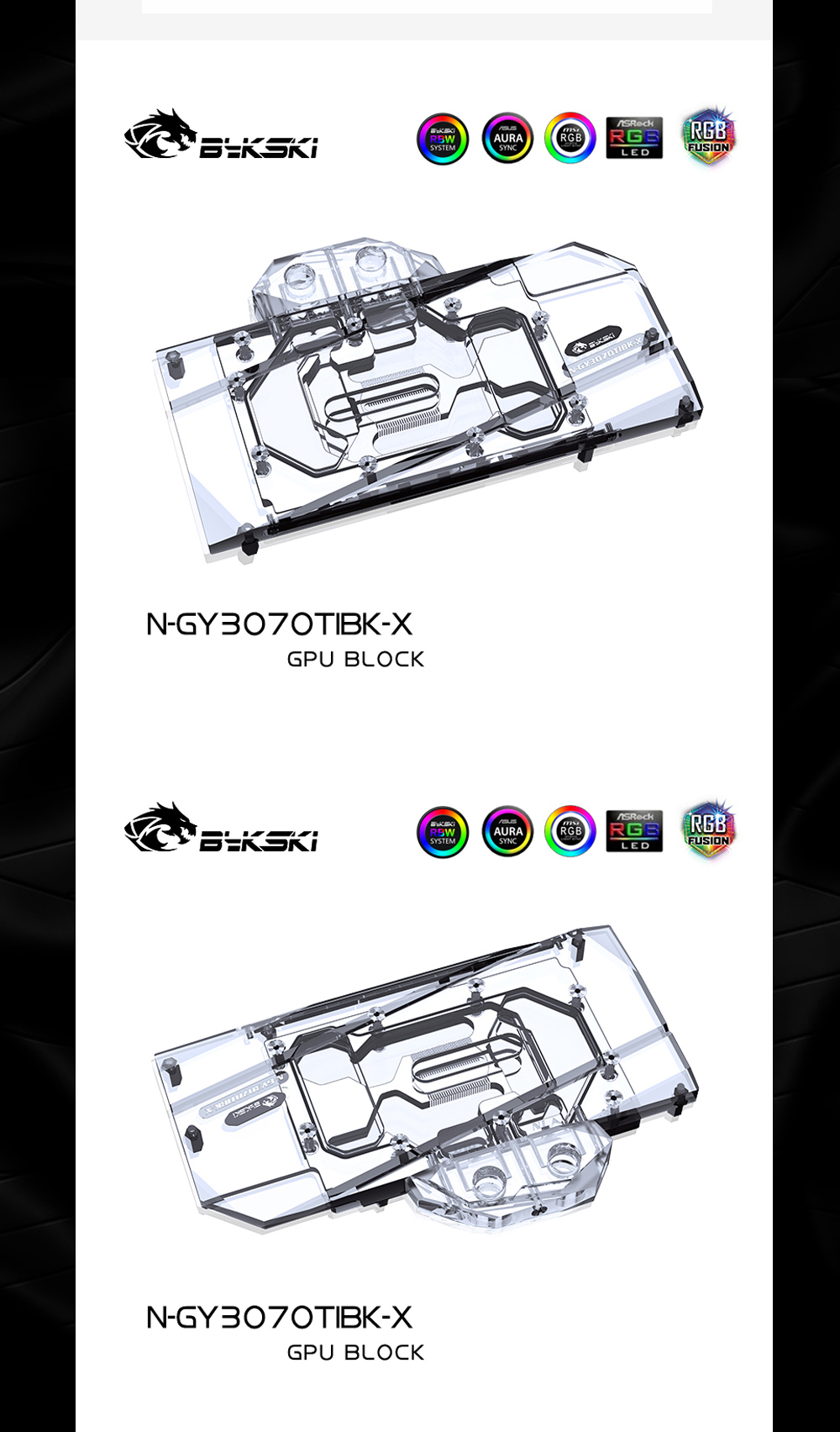 Bykski Gpu Waterblock For Galaxy Rtx 3070 Ti With Backplate And Rgb ...