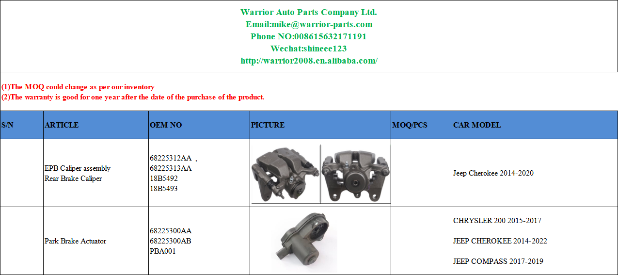 Rear Epb Brake Caliper For Jeep Cherokee 2014-2020 (68225312aa ...