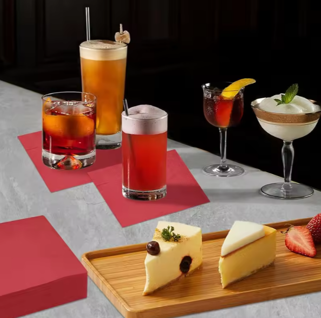 Custom Embossed Logo Colored Red Dinner Paper Napkins, High Quality ...