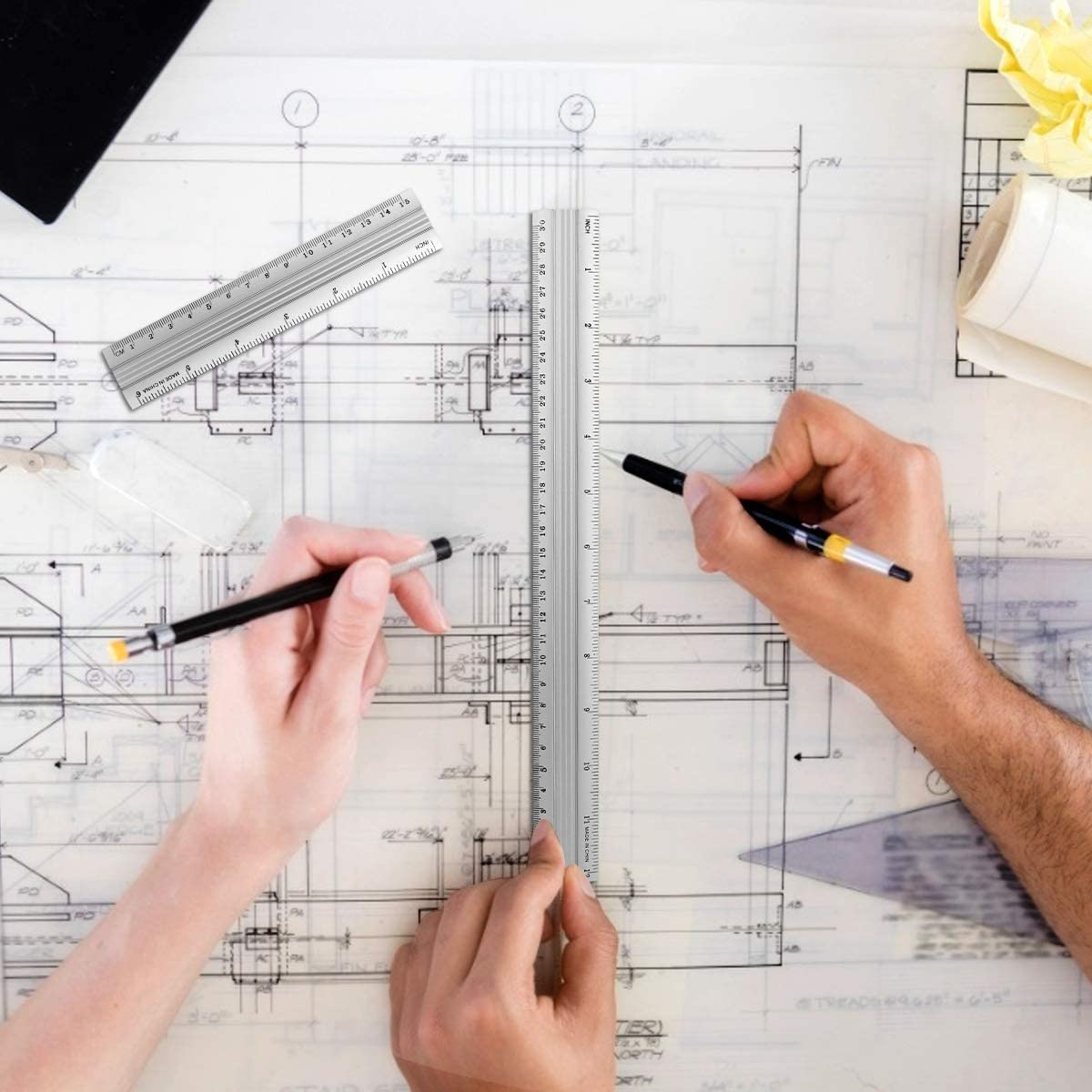 Aluminium Straight Ruler Set For Blueprint Draft, High Quality ...