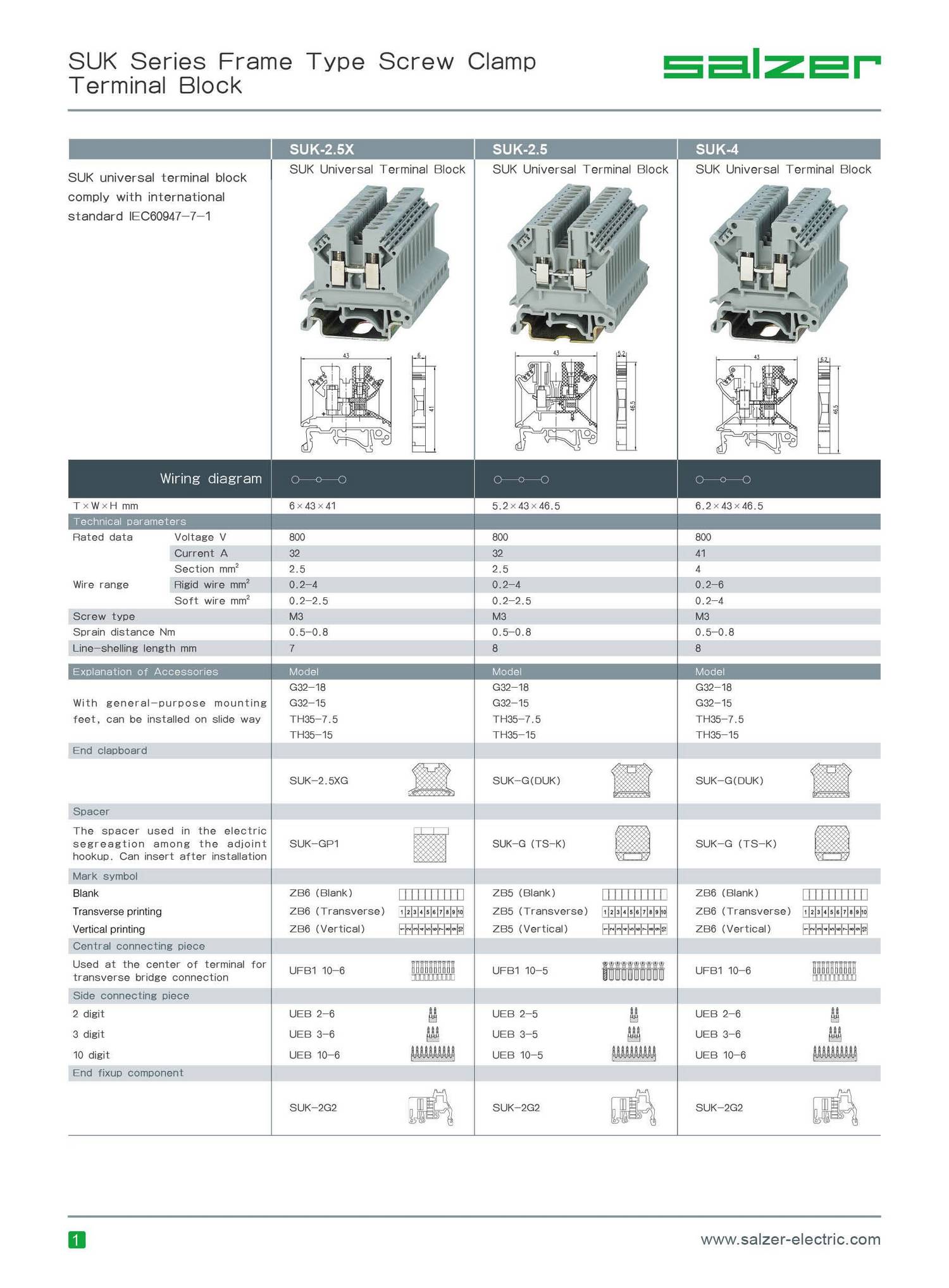 Salzer Suk-4/2x2 Fire Resistant Terminal Block, High Quality Salzer Suk ...