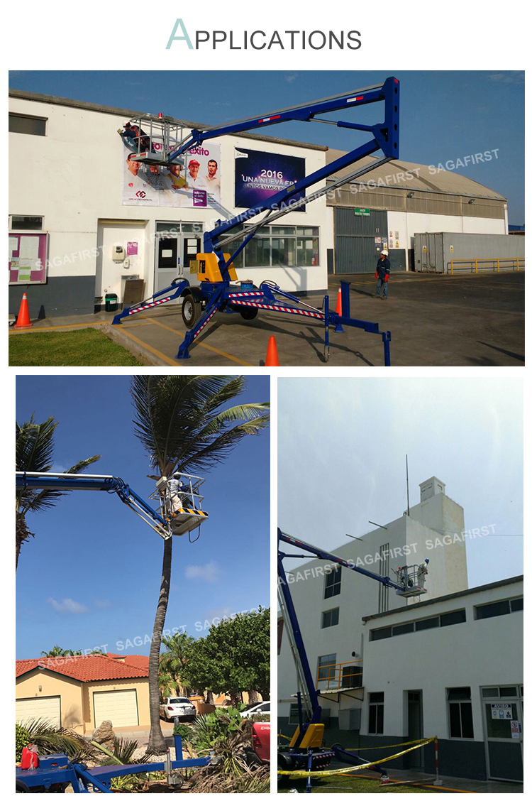 14m Electric Powered Self-propelled Articulating Hydraulic Lift Boom ...