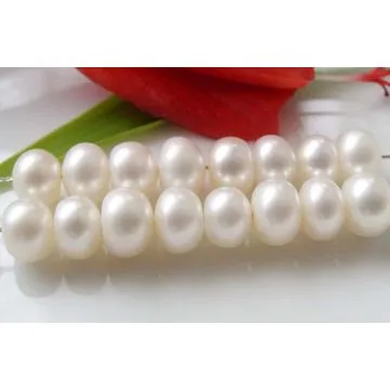 Loose Freshwater Button Shaped Pearl Strand, White And Pink Colors ...
