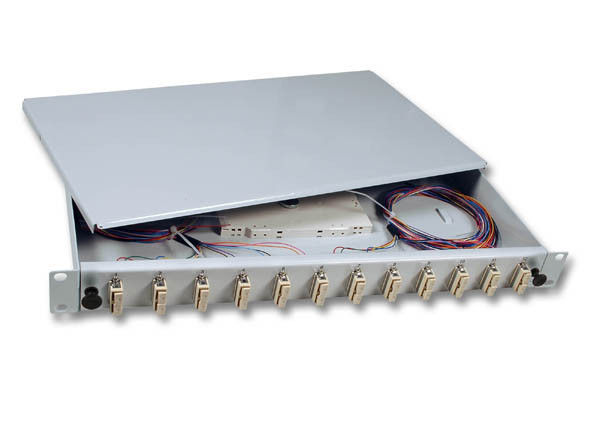 Rack Mounted 12 Port Fiber Optic Patch Panel , St / Mpo / Mtp Duplex Patch Panel, High Quality ...