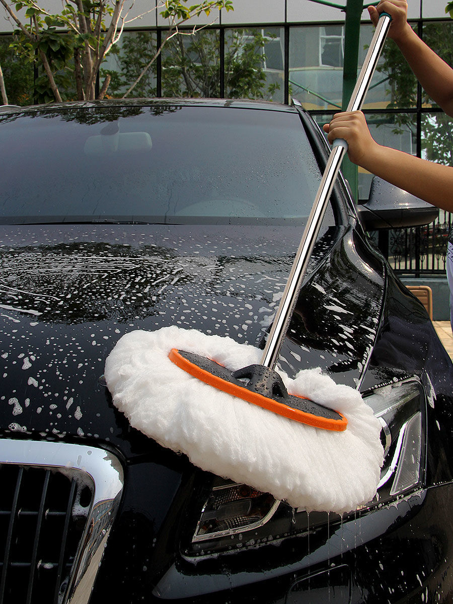 Car Mop Car Wash Wax Brush Long Handle Retractable Cotton Soft Brush ...