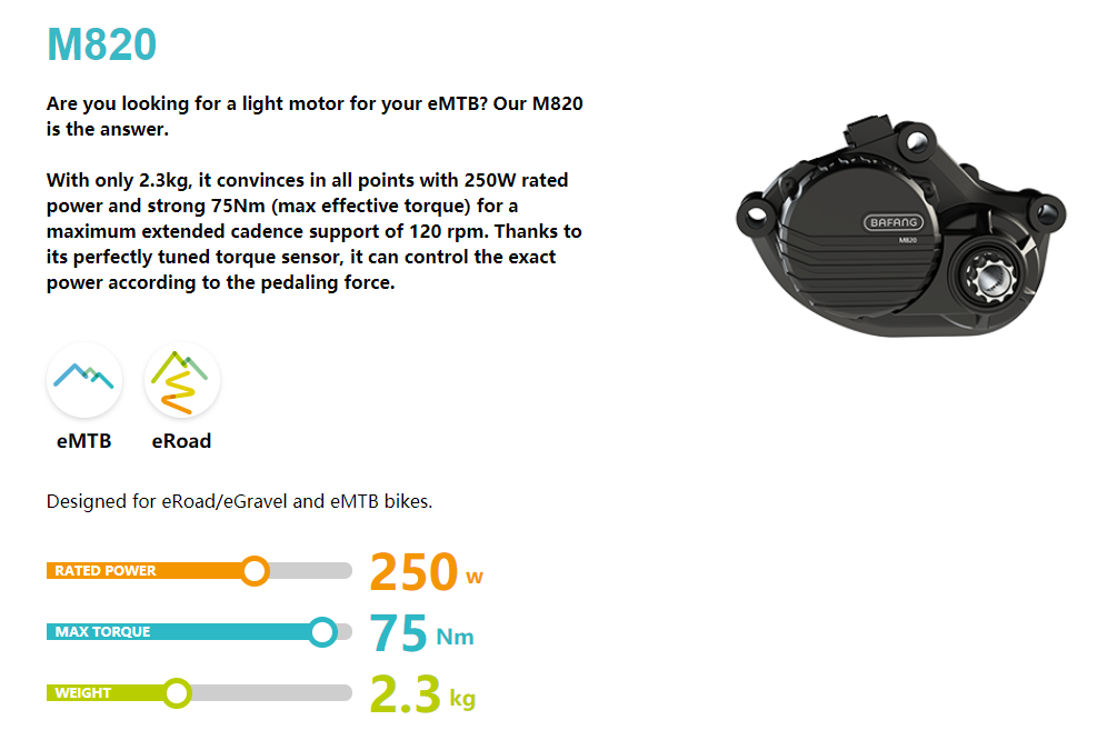 Bafang M820 Torque Motor 36v-48v 250w - Lightweight E-mtb/e-road/e ...