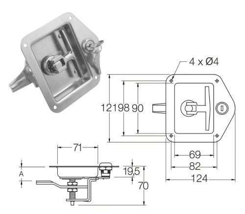 Truck Box Lock Truck Toolbox Handle Lock T Handle Lock Aluminium ...