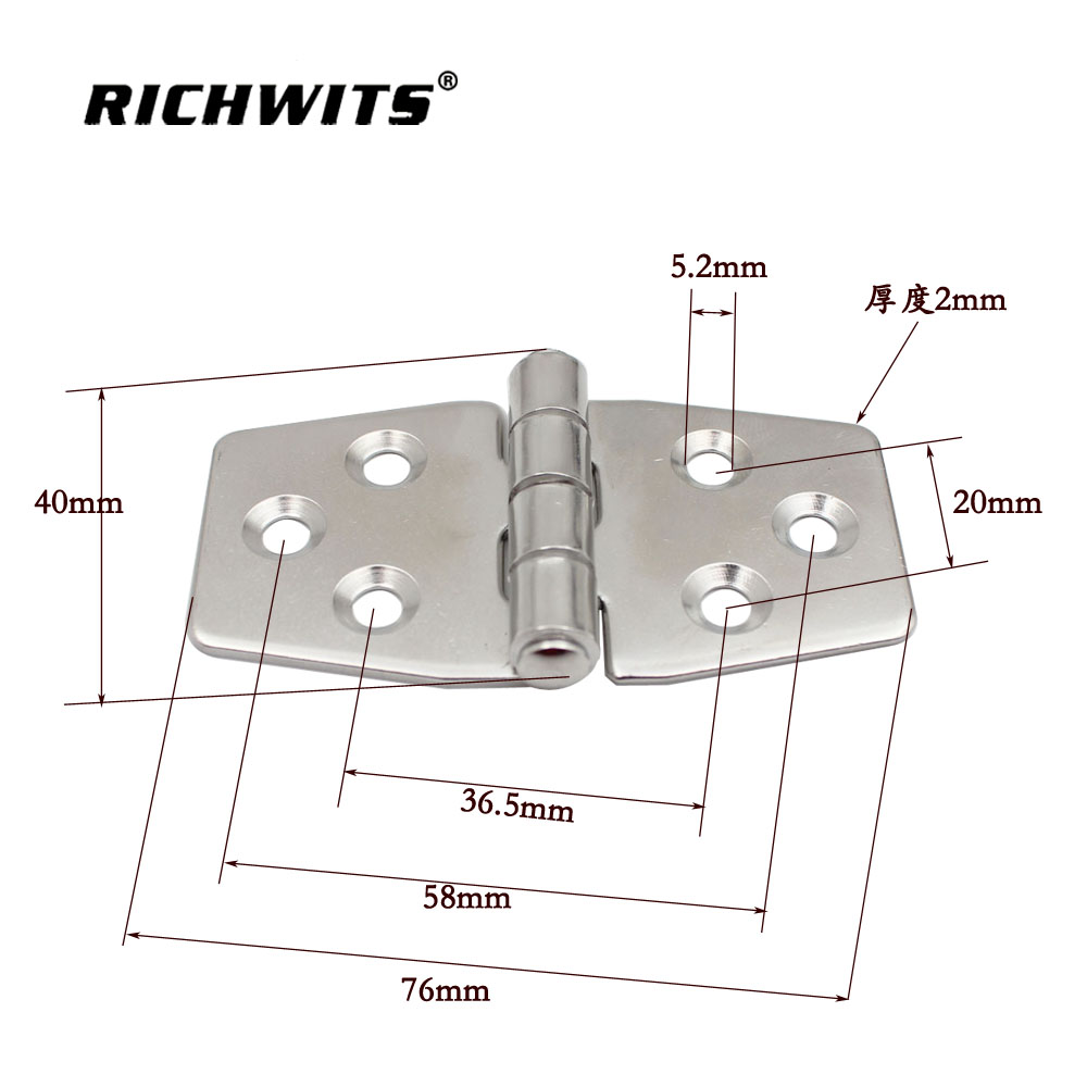 40* 76 Mm Stamped Hinges Stainless Steel Stamping Hardware Butt Cabinet ...