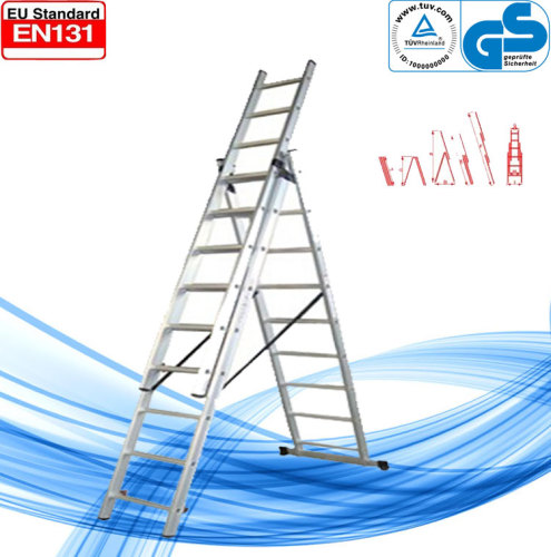 Three Section Combinated Extension Aluminum Ladder Used In Factory Wk ...