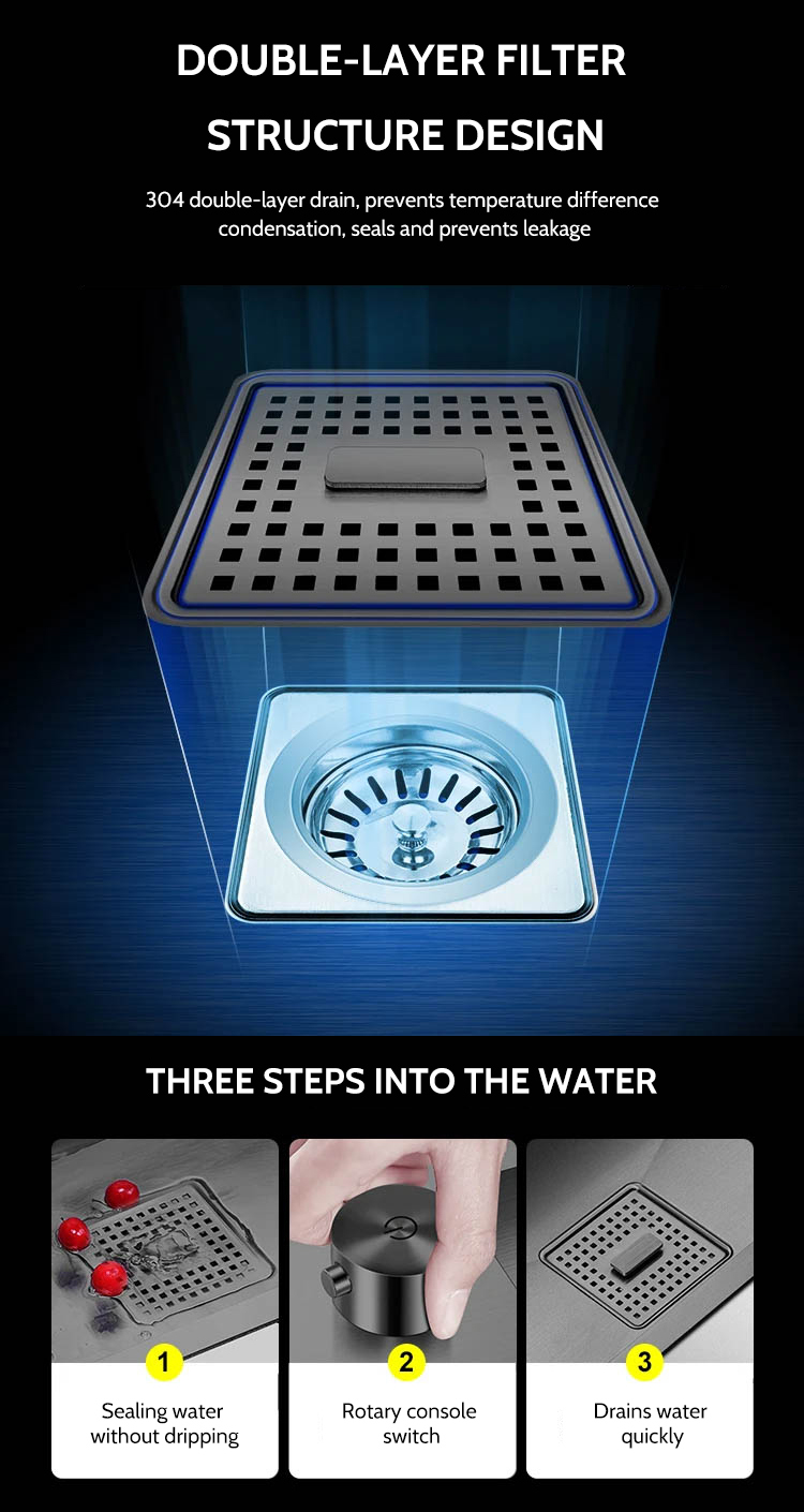 Multifunctional Nano Black Stainless Steel Kitchen Sink With Single ...