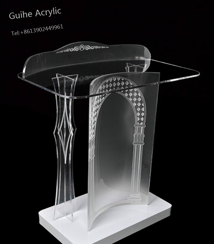 Displays2go Floor Standing Speaking Podium, Slanted Top, Quick Assembly ...