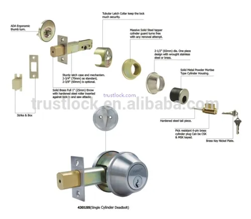 Ansi Grade 2 Heavy Duty Commercial Single Deadbolt Lock 4301, High ...