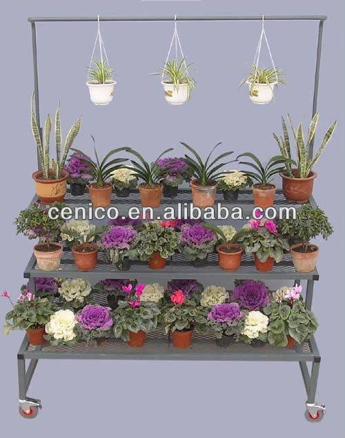 Tri-step Display Bench With Purlin And Garden Display Racks: Organizing ...