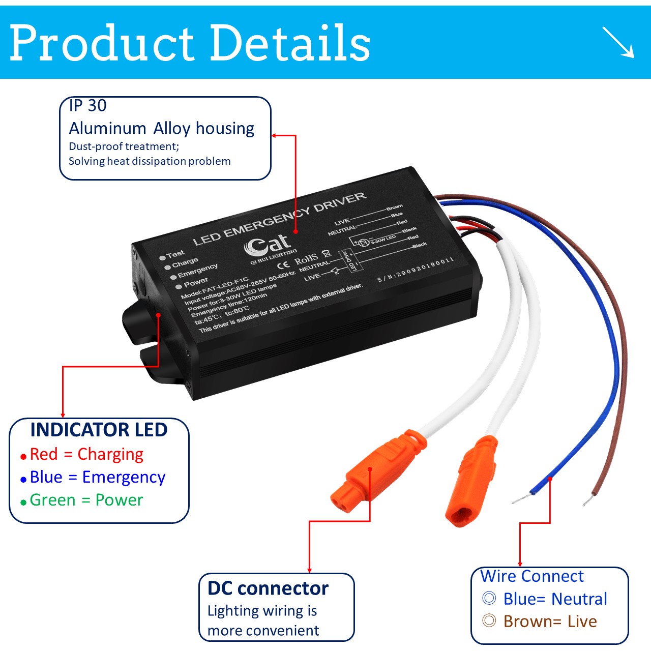 Alumiunm Aolly Rechargeable Emergency Led Driver, High Quality Alumiunm ...