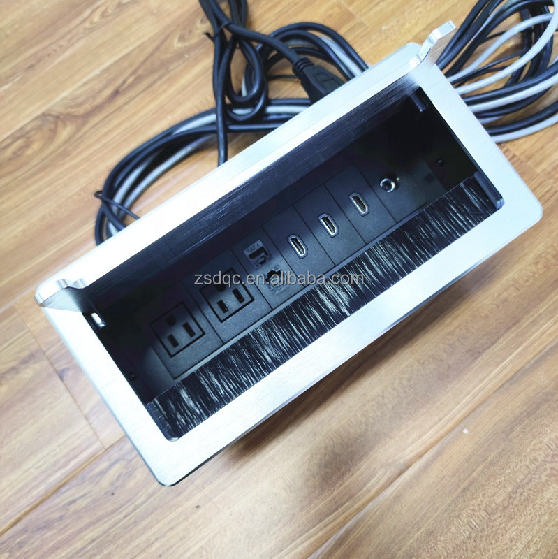 Aluminum Alloy Smart Office Us Power Outlet With Flip Cover And Rj45 ...
