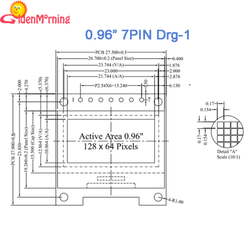 0.96'' Oled Display Module With Pcb, 128 X 64 Px Resolution, Blue ...