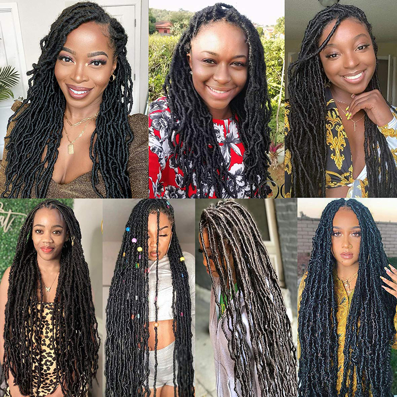 36inch Nu Faux Locs Crochet Braids Goddess Curly Wavy Twist Braiding ...
