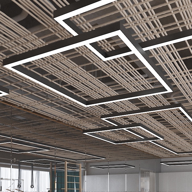 Hlinear Curved Quadrate Linear Light Series Square Ceiling Hanging ...