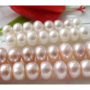 Loose Freshwater Button Shaped Pearl Strand, White And Pink Colors ...