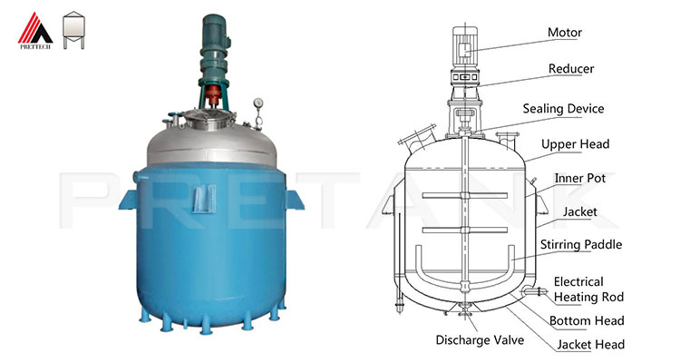 Factory Price Chemical Reactor With Agitator And Jacket For Resin ...
