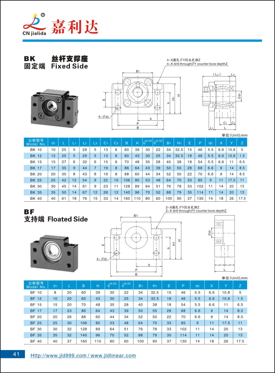 China Factory Ball Screw End Supports Bk10 Bf10 Bk12 Bf12 Bk15 Bf15 ...