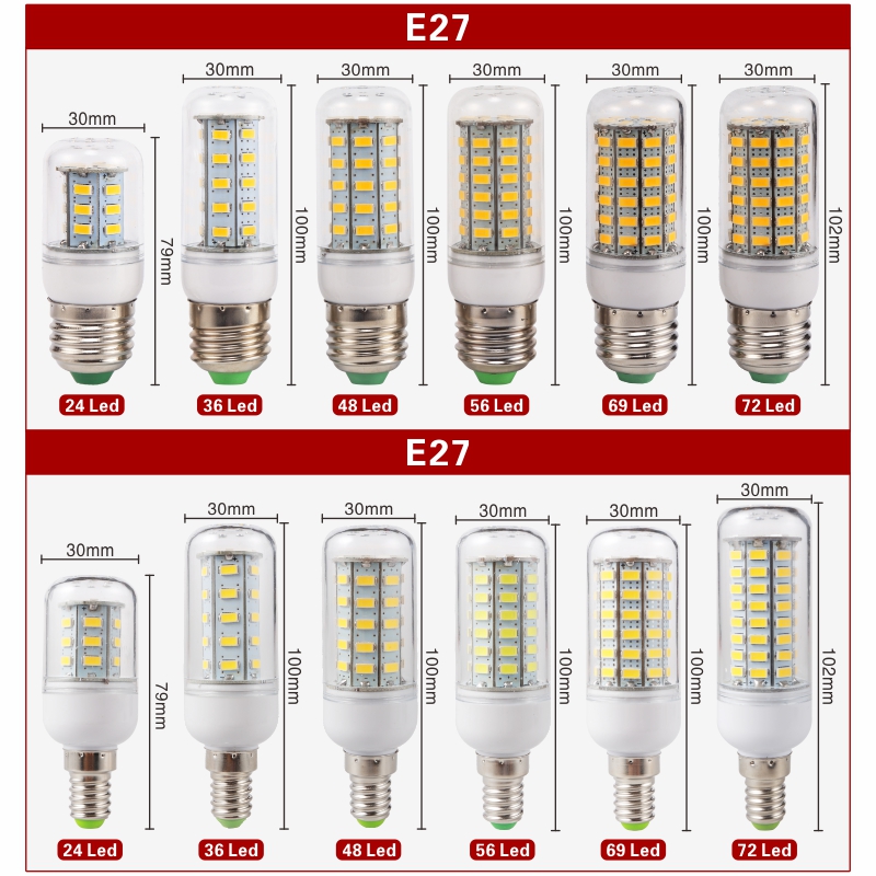 LED Corn Bulb E27 E14 Light Bulb 24 36 48 56 69 72LEDs SMD5730 220V LED ...