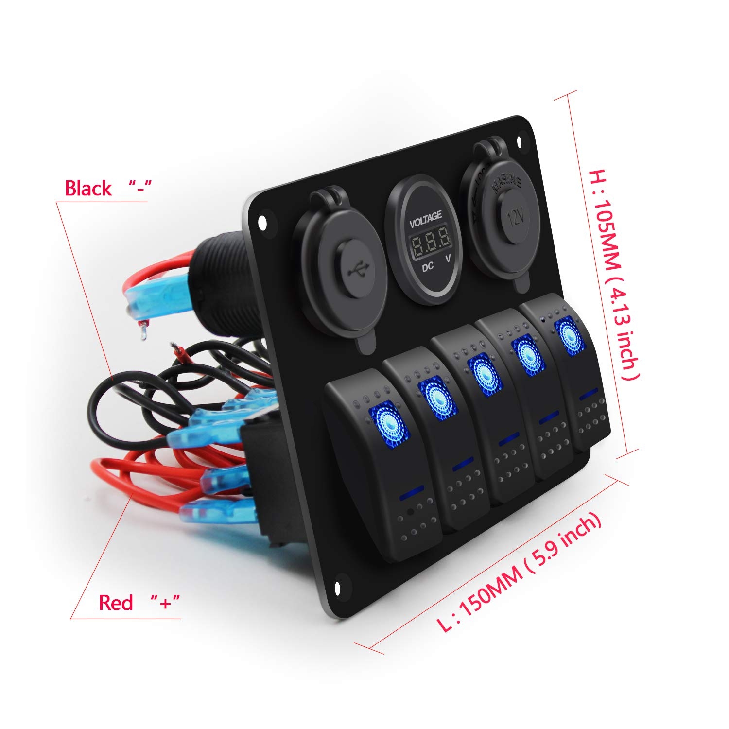 5 Gang Toggle Switch Panel 12v-24v Dual Usb, High Quality 5 Gang Toggle ...