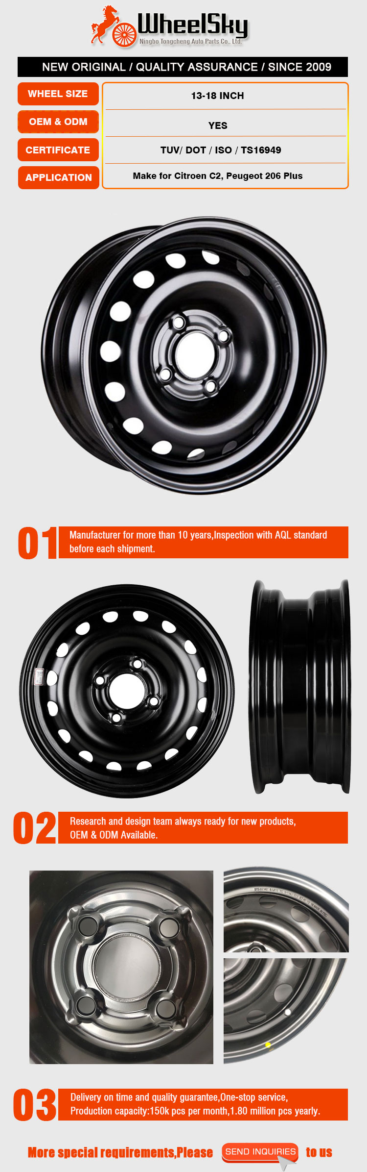 Wheelsky 14 Inch Steel Wheel Rims 454406 14x5.5 4x108, High Quality ...