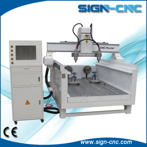Two Spindle Cnc Router With Rotary Attachment Multi Functional For Flat ...