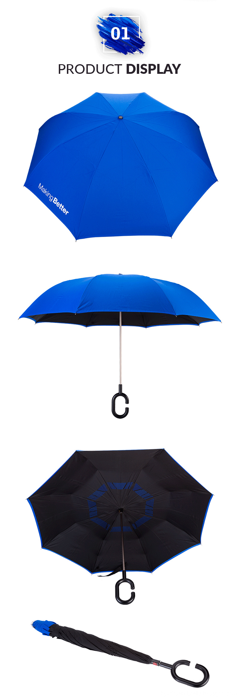 Double Layered Reverse Manual Open Straight Umbrella, High Quality ...