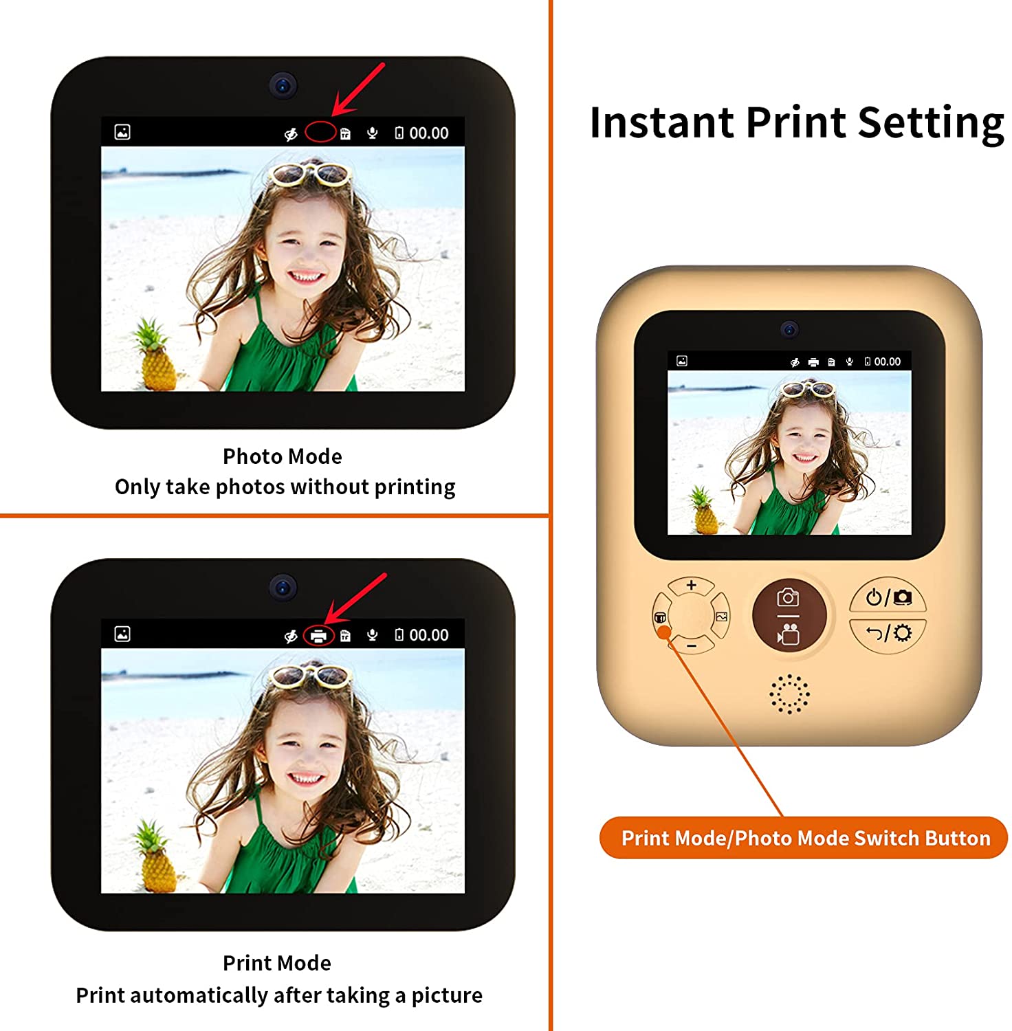 Kids Mini Camera Printer: 1500mah Rechargeable Digital Camera & Video ...