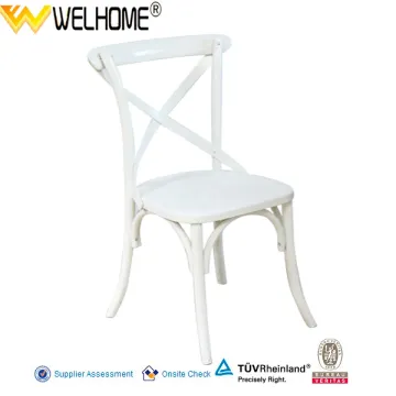 White Wooden Cross Back Chair For Wedding, High Quality White Wooden ...