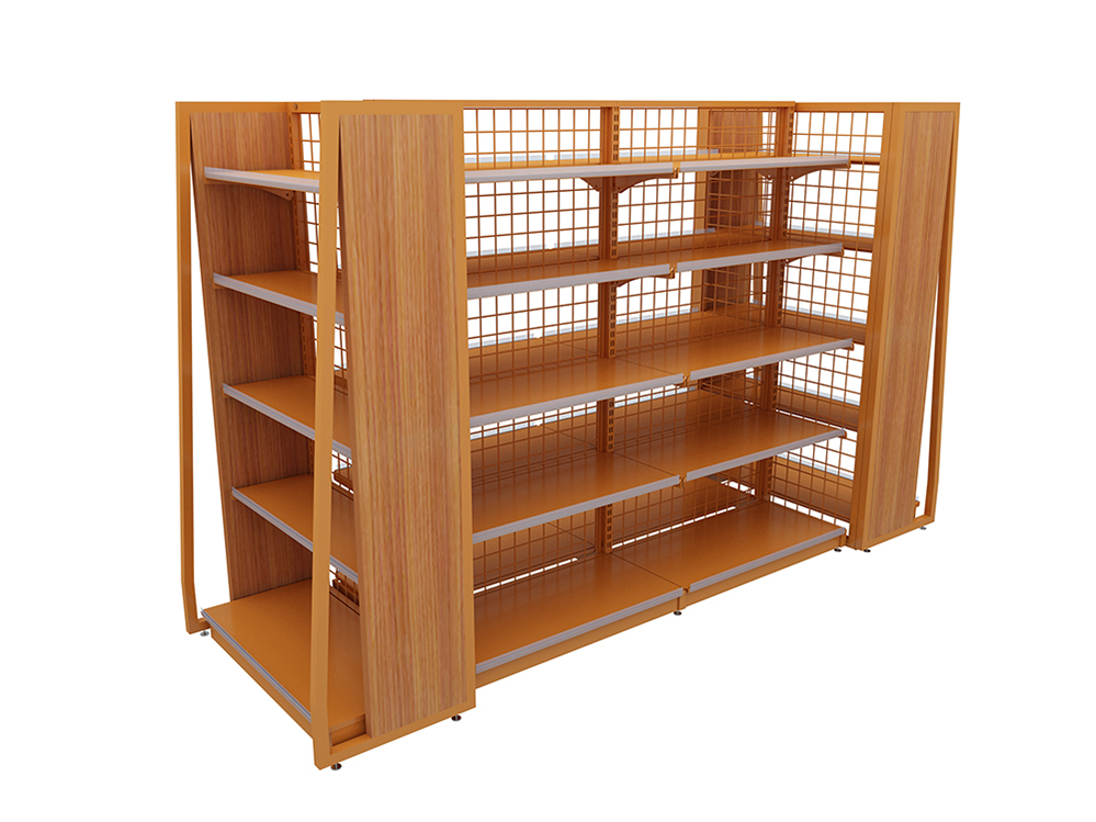 Steel Wooden Single-sided Display Shelves, High Quality Steel Wooden ...