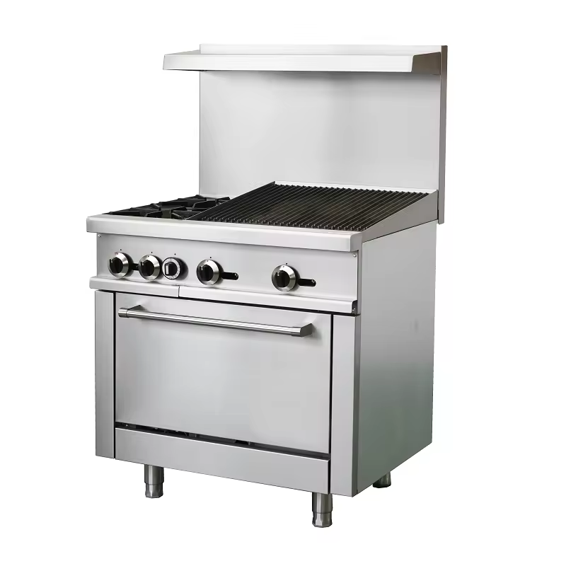 24 Inch Commercial Gas Cooking Range With Charbroiler And Two Top ...