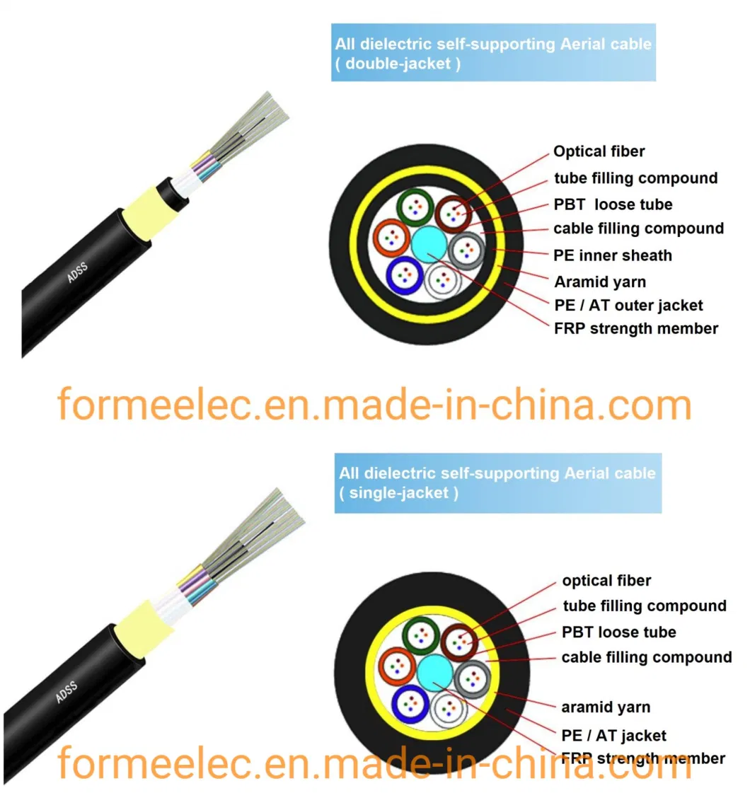 All Dielectric Optical Cable Self-supporting Optic Cable Fiber 48 Core ...