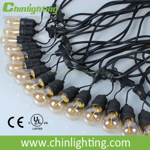 48 Ft Led Outdoor String Lights Ul Listed 15 Hanging Sockets Perfect ...