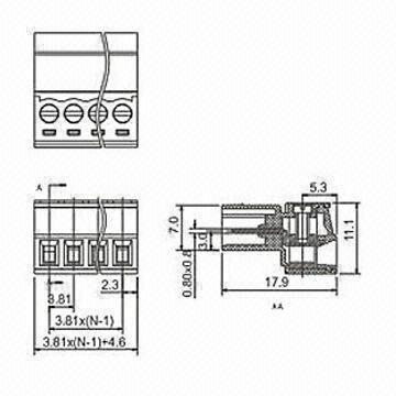 Pcb Connector Pluggable Terminal Block With 3.81mm Pin-spacing, Wire ...