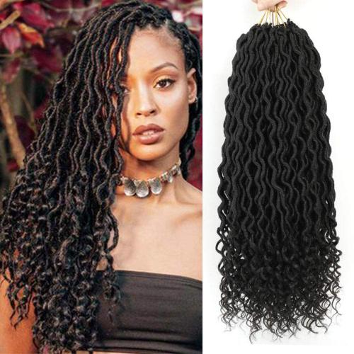 Wavy Goddess Faux Locs Crochet Synthetic Braiding Hair 18 Inch Soft ...