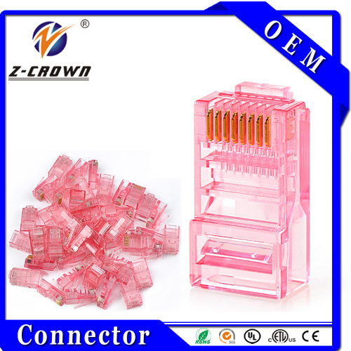 Rj45 Cat6 Connectors Utp Modular Plugs 6-50 Micron Rj-45 Staggered Gold ...