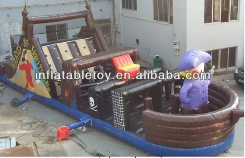 Pirate Ship Inflatable Obstacle Game ,commercial Inflatable Obstacle ...