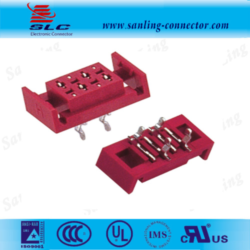Red Idc Connector Pitch 1.27mm Micro Connector Dual Row Straight Female Contact 26pin Connector ...
