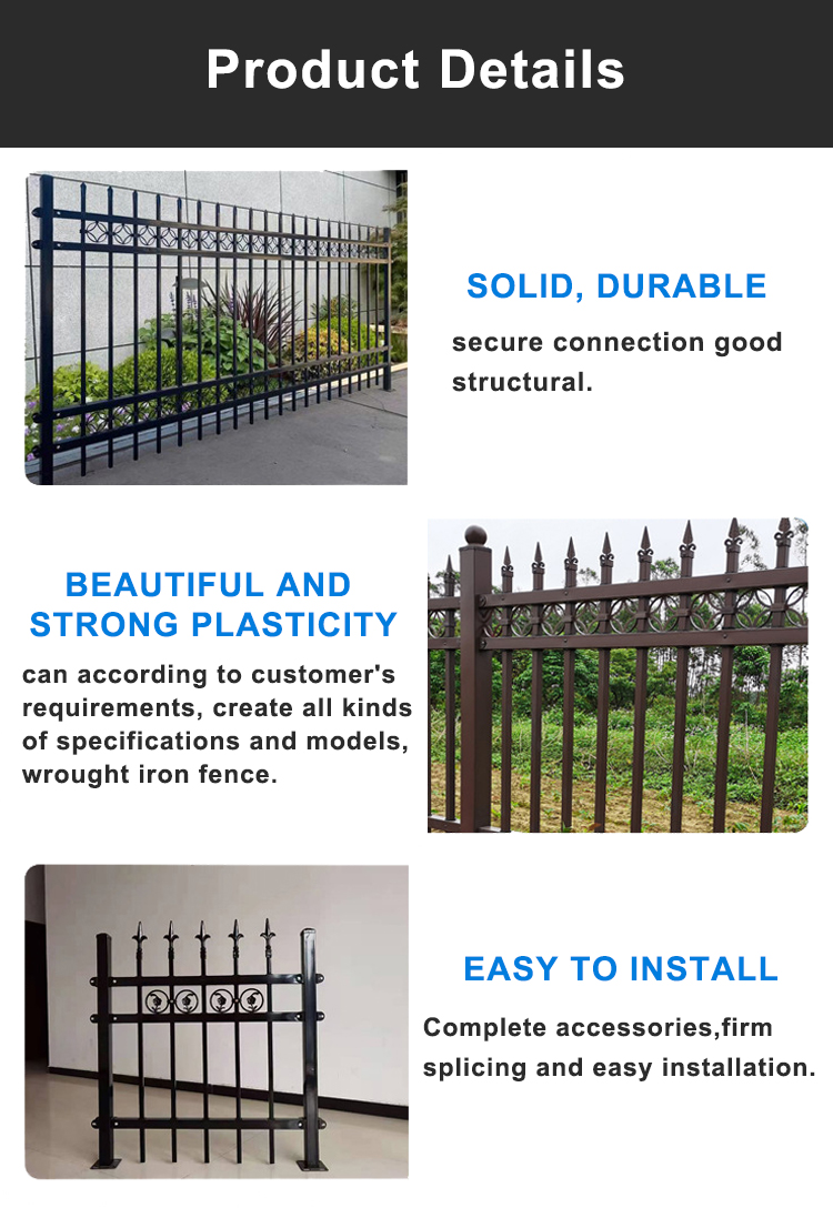 Modern Metal Garden Fence: Luxury Adjustable Wrought Iron Fencing, High ...