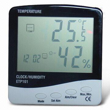 Hygro Thermometer And Clock With Time Alarm Function And Extra Big ...